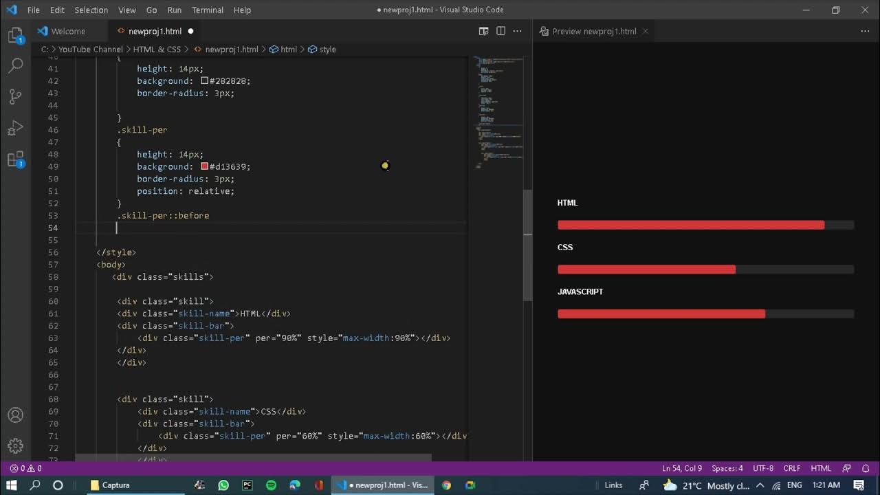 Awesome Animated Skill Bar | HTML & CSS Tutorial | Tamil | LDSN | Niranjan | #YoungCoder - YouTube