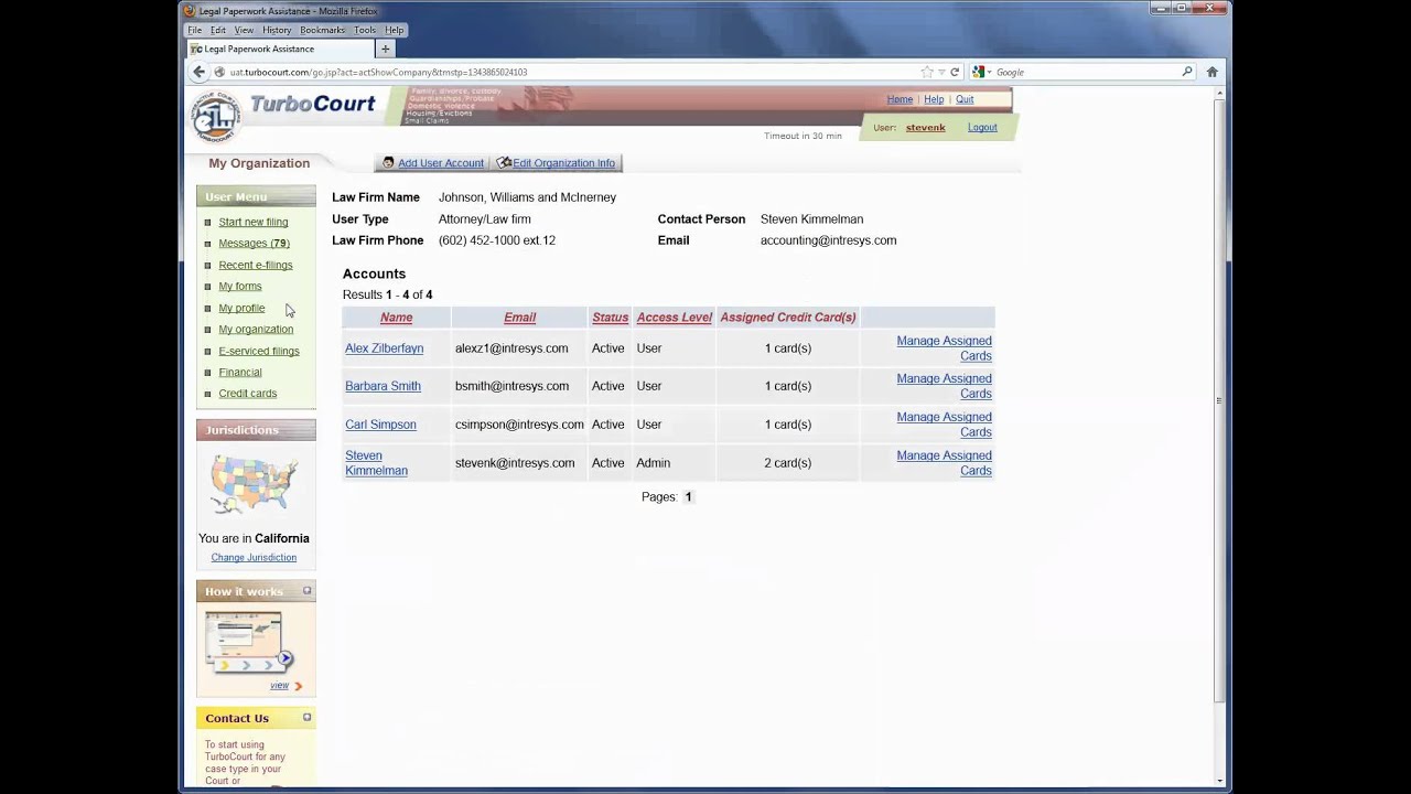 TurboCourt Filer Portal My Profile and My Organization Demo Training ...