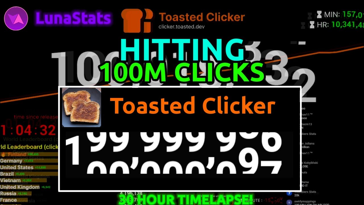 Toasted Clicker hitting 100M Clicks - Timelapse - YouTube