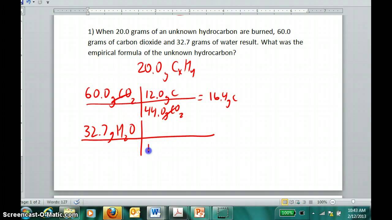 Empirical formulas from combustion analysis - YouTube