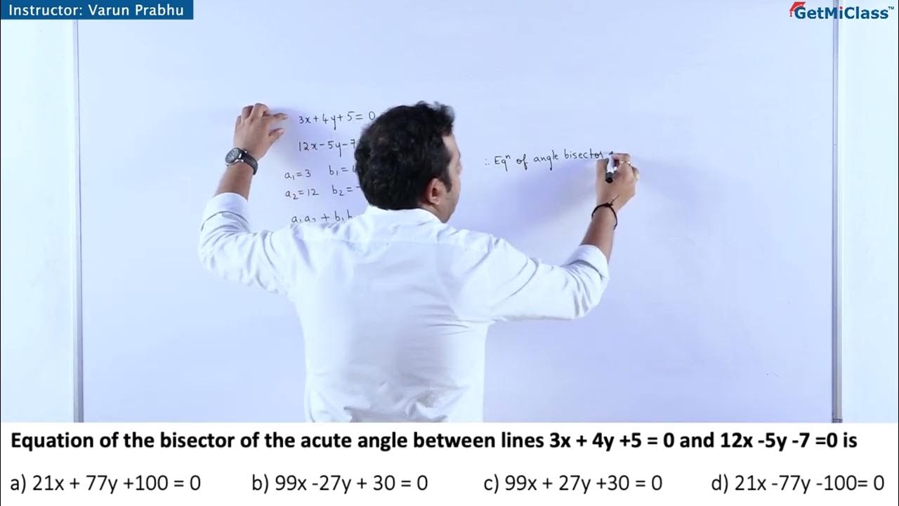 Linear Equation Bisector Calculator JEE 11th Maths 2D Geometry - YouTube