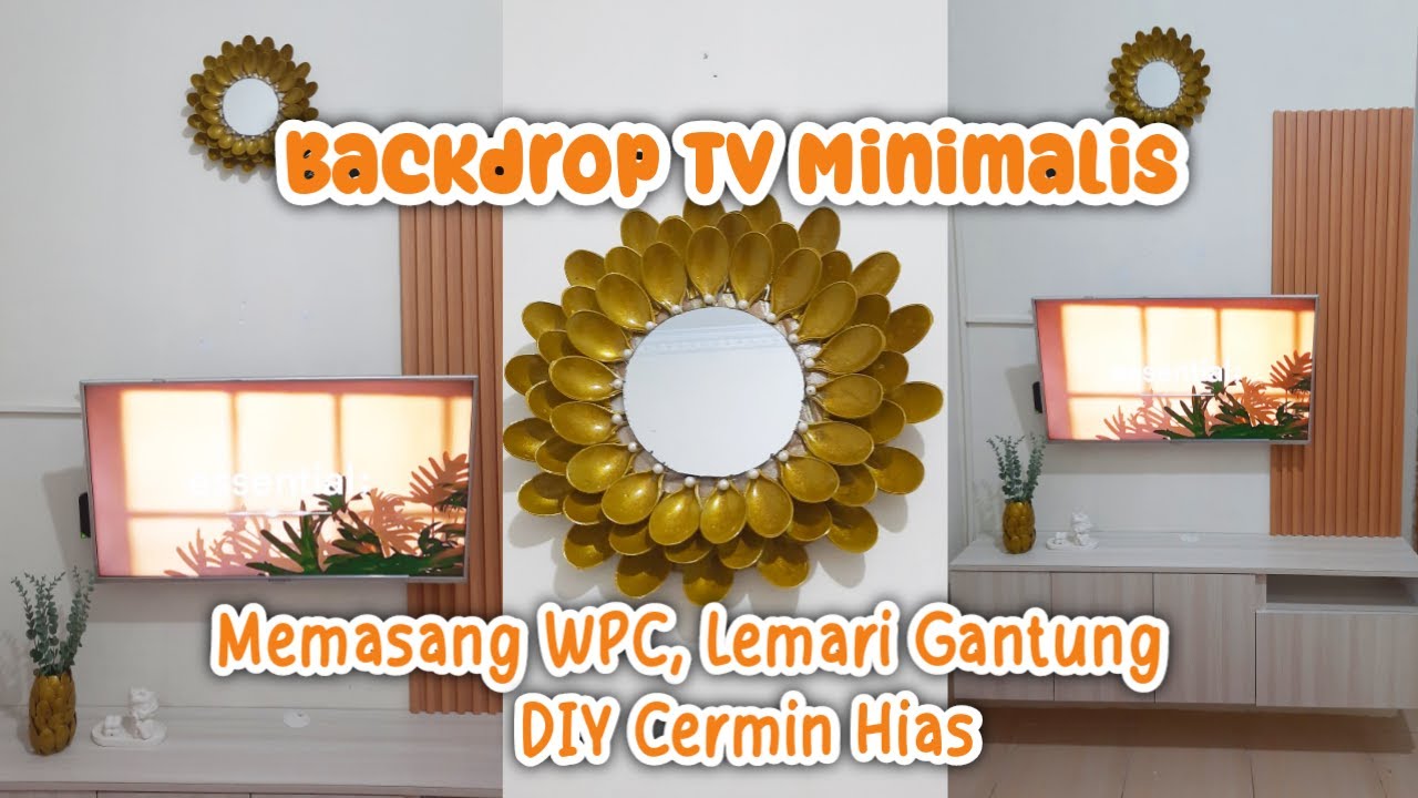 BACKDROP TV MINIMALIS || MEMASANG WPC || DIY CERMIN HIAS - YouTube