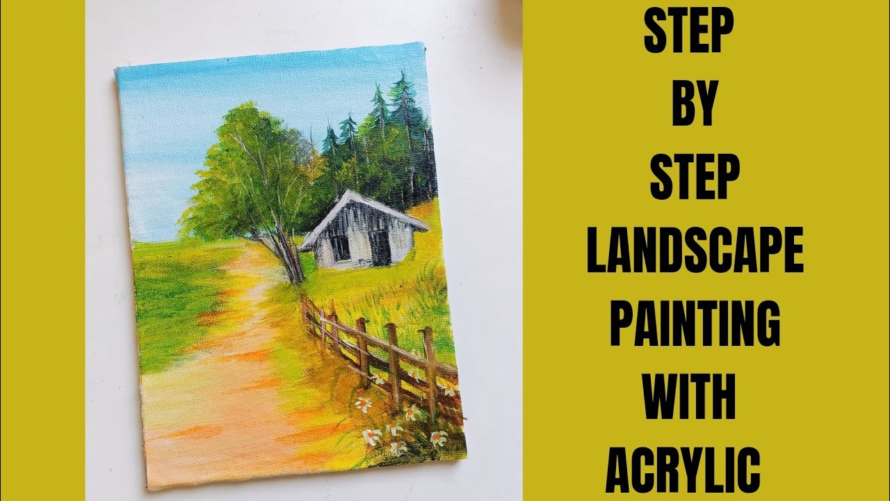 |Easy landscape painting|Acrylic painting tutorial for beginners| - YouTube