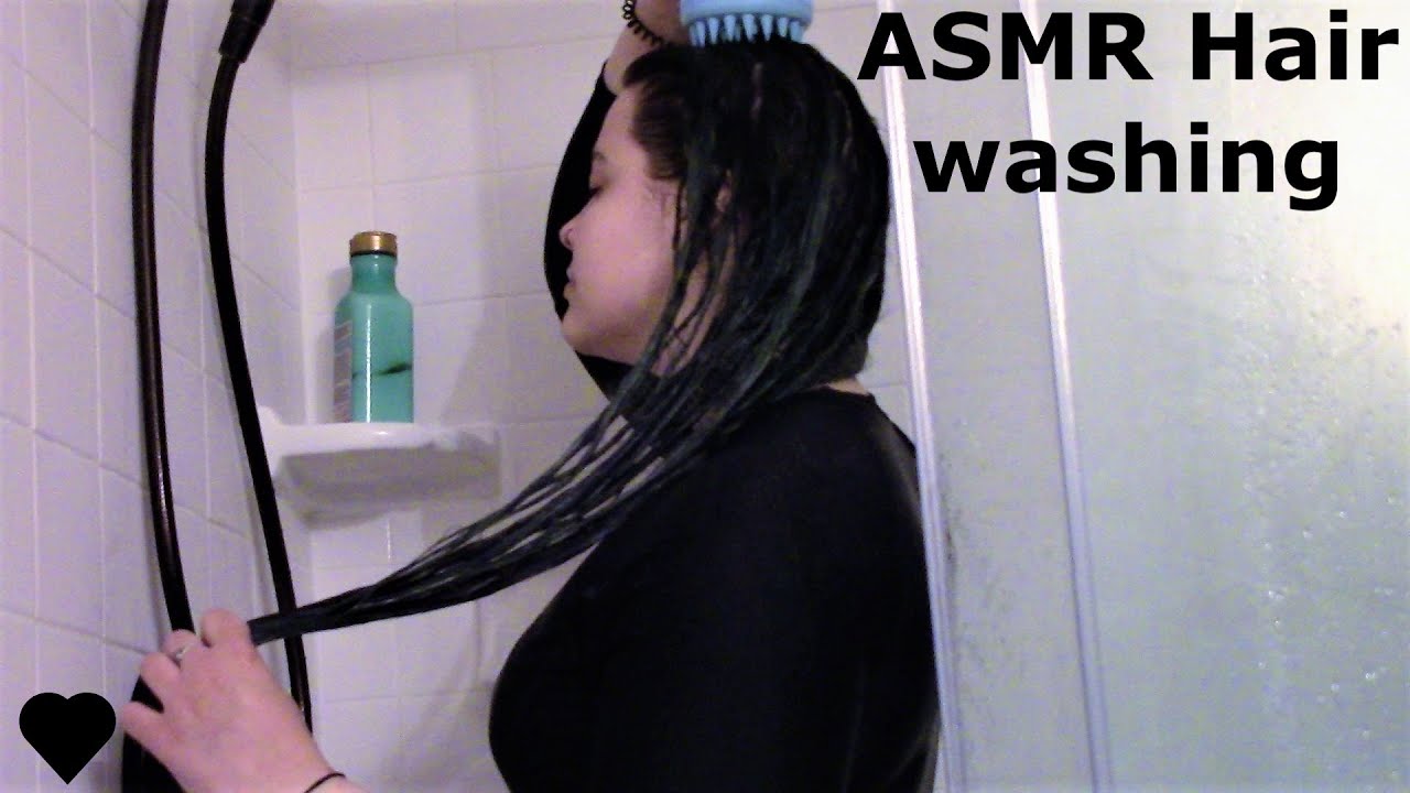 ASMR Hair Washing Routine Long Blue Hair Play brushing massage shampoo ...