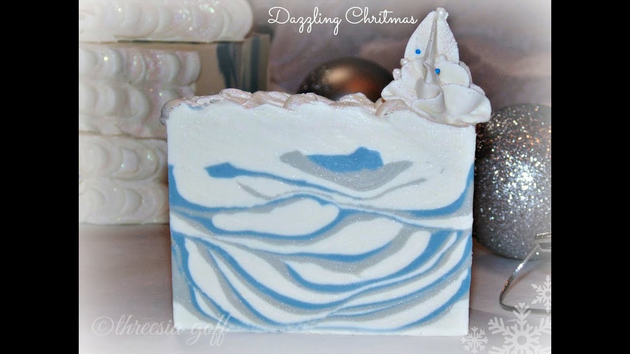 Cutting Dazzling Christmas Cold Process Soap - YouTube