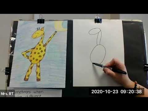 Mrs. RT reads Giraffes Can't Dance and draws Gerald - YouTube