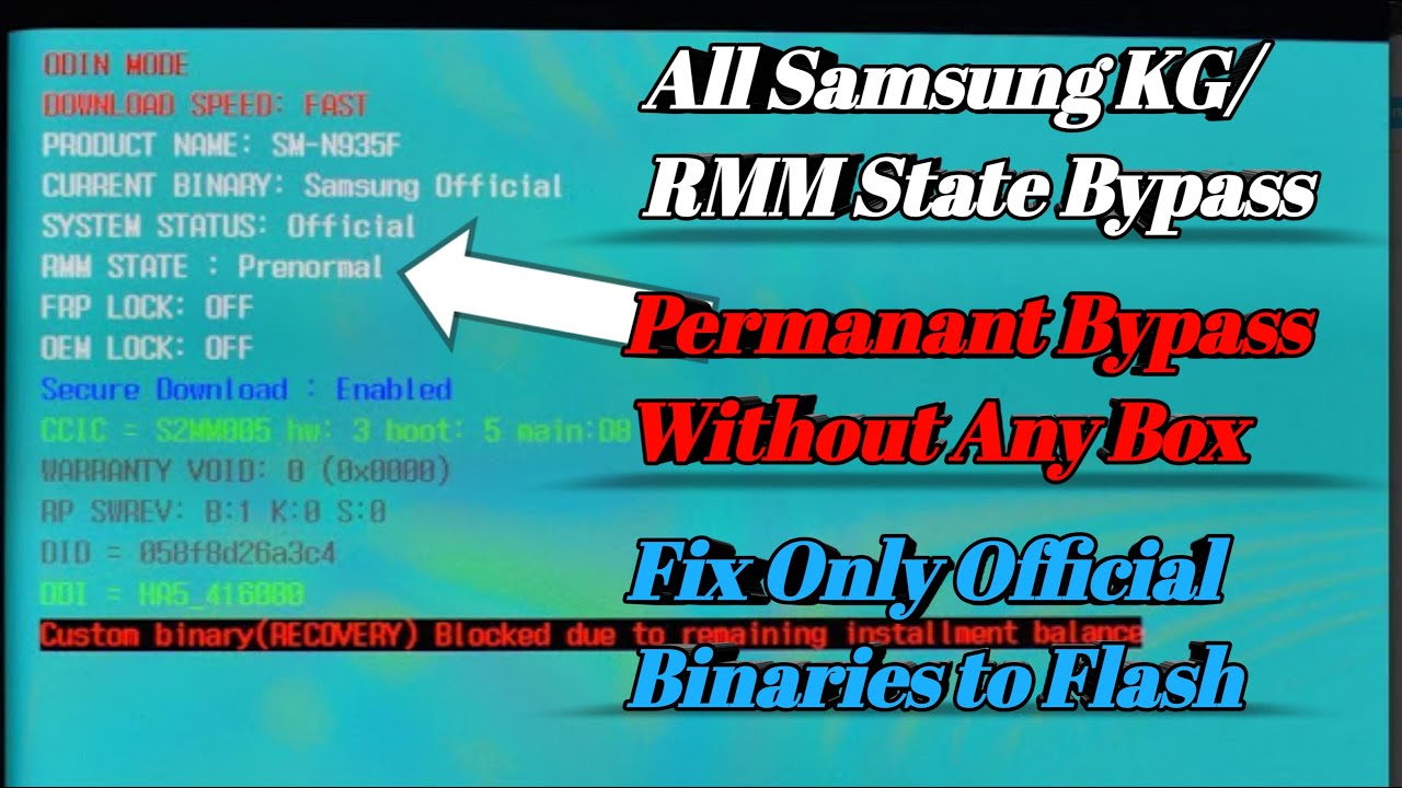 All Samsung KG RMM State Prenormal Bypass Without ANy Box New