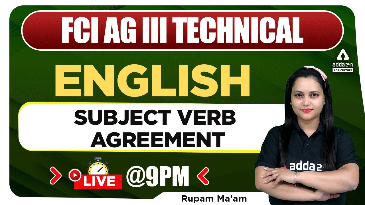FCI AG 3 Technical | English | Subject Verb Agreement By Rupam - YouTube