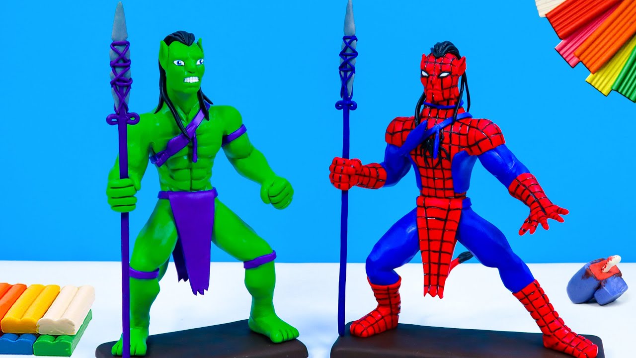 DIY amazing avatar mixed superheroes Spider man, Hulk with clay 🧟 ...