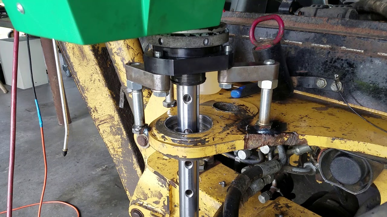 TORCH Industrial Services Vertical Line Bore CAT 420D Backhoe - YouTube