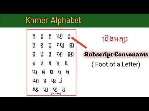 Khmer Alphabet- Subscript Consonants 'Foot of a Letter ...