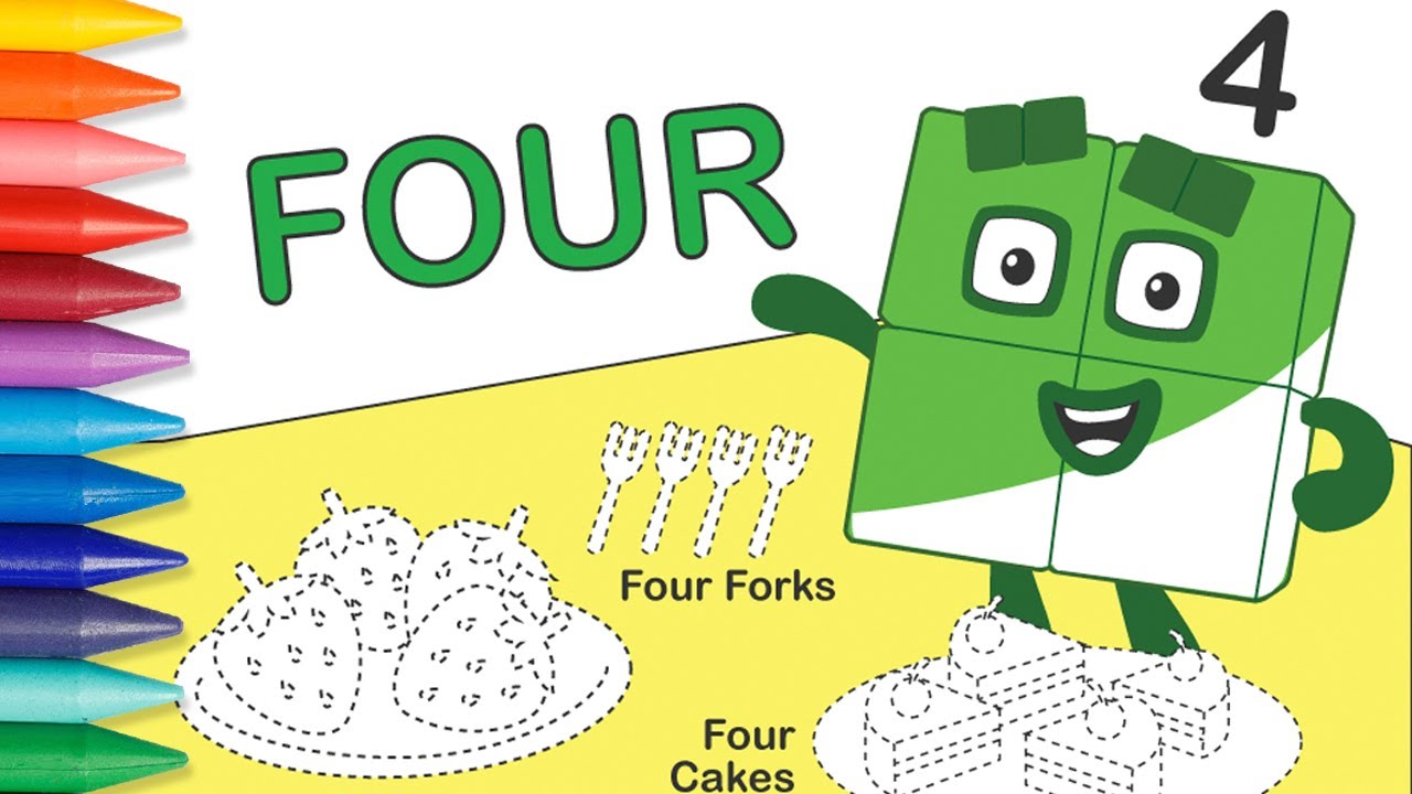 Numberblocks 4 l Drawing & Coloring l 따라 그리고 색칠하기 - YouTube