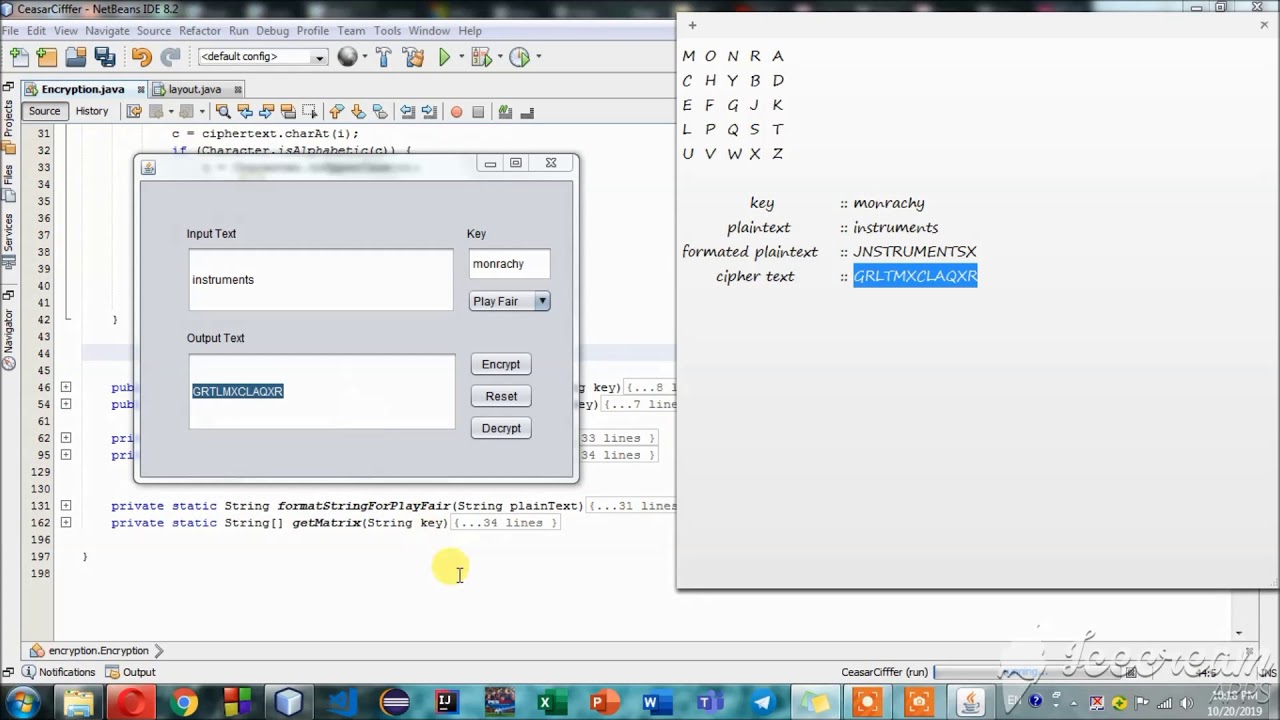 Java Jframe Encryption project using Caeser cipher and Play Fair - YouTube