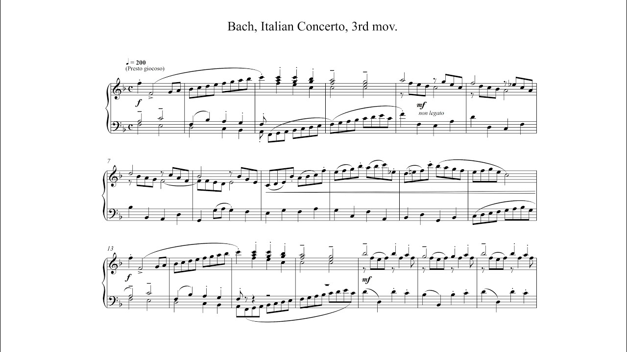 Bach, Italian Concerto, 3rd mov. - YouTube