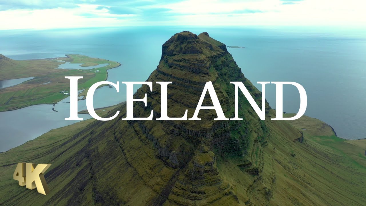 FLYING OVER ICELAND 4K / Amazing Beautiful Nature Scenery with Relaxing ...