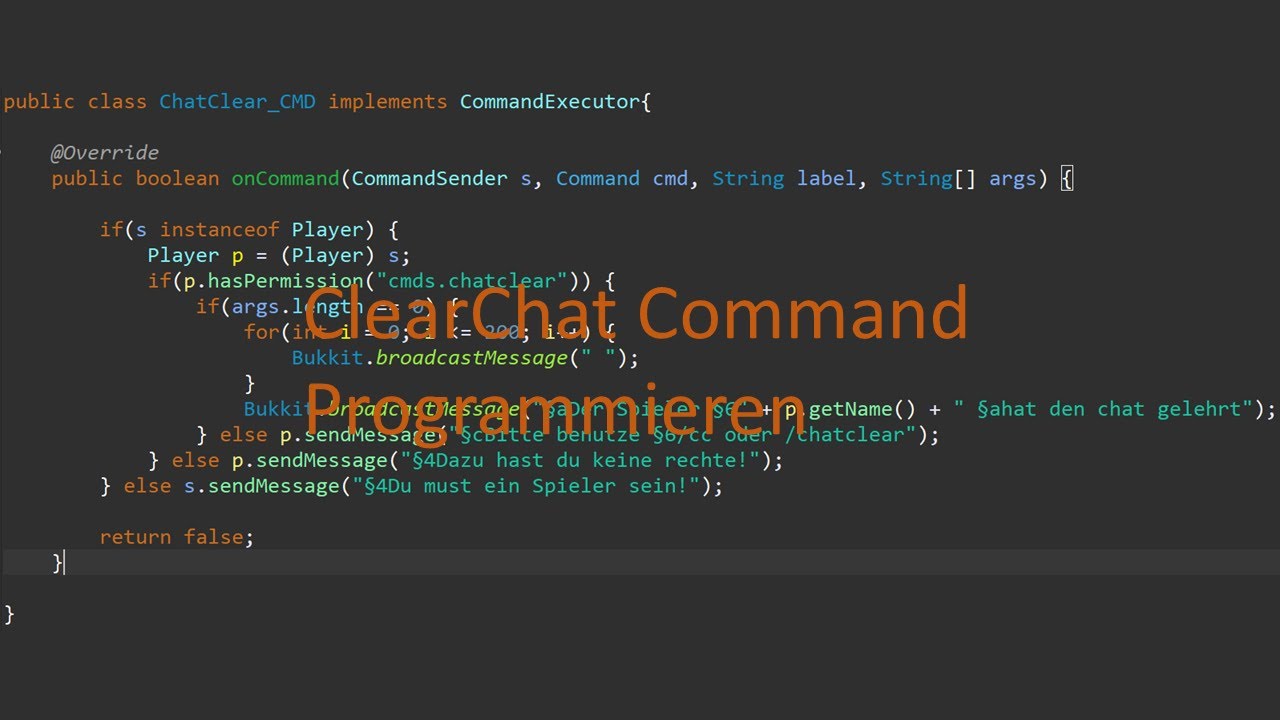 ChatClear Command Programmieren || Spigot 1.8 - YouTube