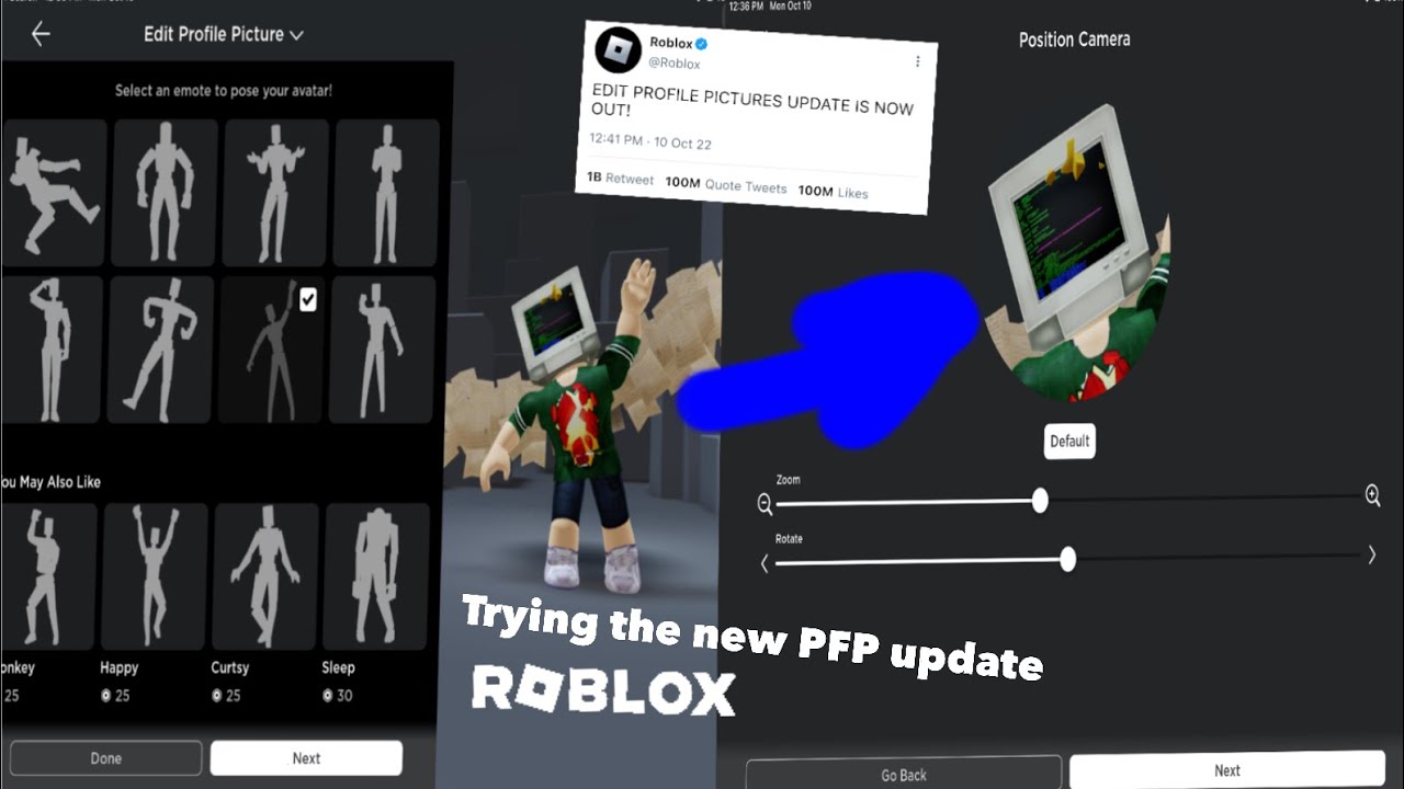 Trying the Edit Profile Picture Update On Roblox! - YouTube