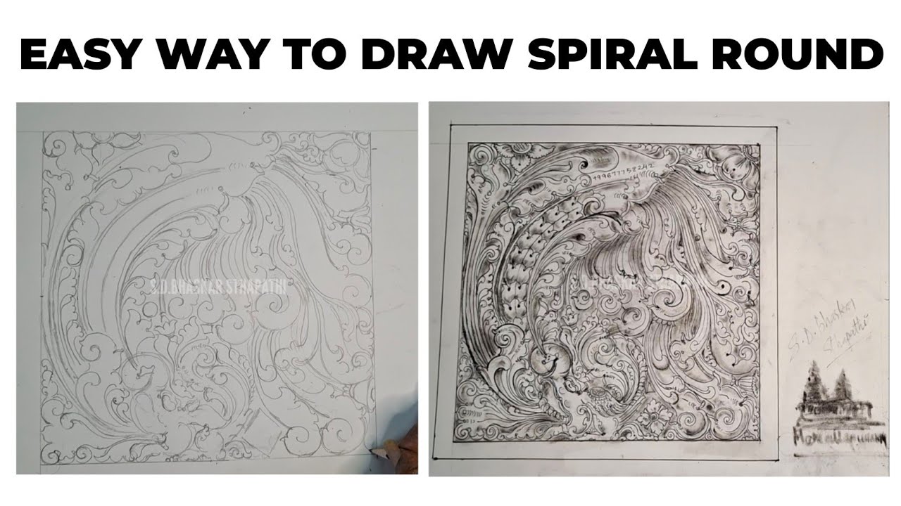 EASY WAY TO DRAW SPIRAL ROUND| BY STHAPATHI S.D.BHASKAR +91 9677758242 ...