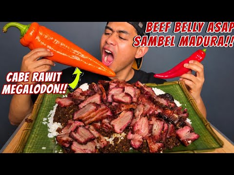 MUKBANG BEEF BELLY ASAP SAMBEL MADURA PAKAI CABE RAWIT JUMBO!!