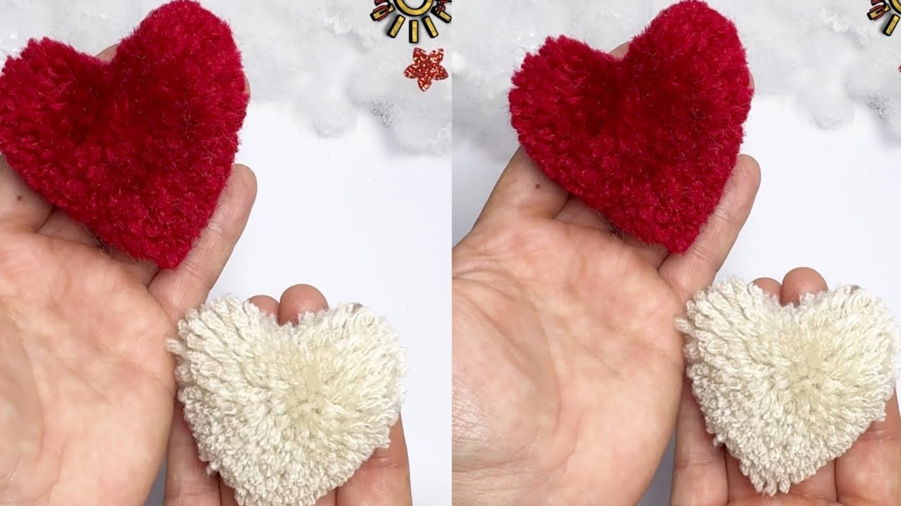🥰🥰hermosos corazones ♥️♥️realizados con hilo o lana fáciles de hacer ️ ...