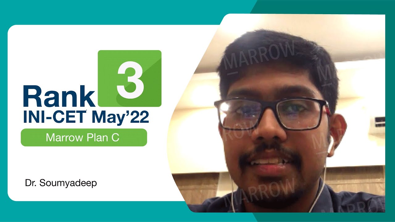 INICET Rank 3 in his FIRST Attempt with Marrow Plan C as the Primary ...
