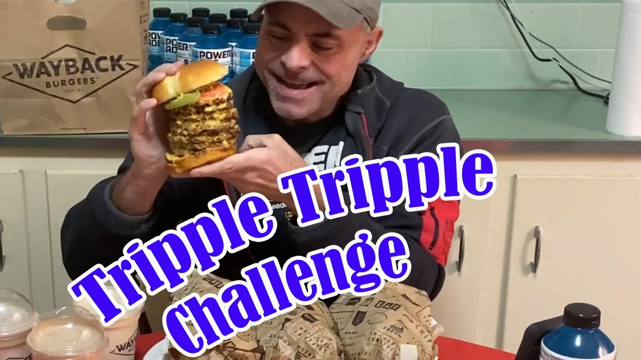 Wayback Burgers Quad Triple Triple Burger Challenge - YouTube