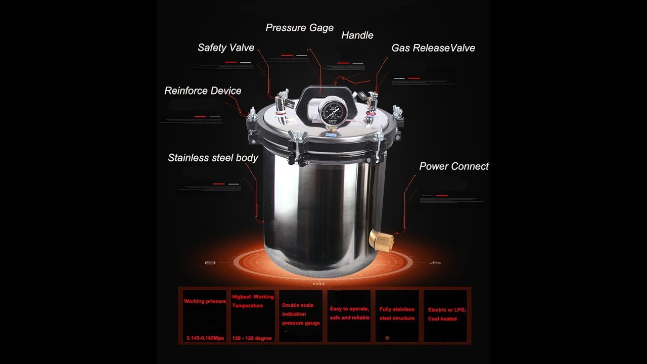8L 18 24L small portable Steam Autoclave Sterilizer steriliser machine ...