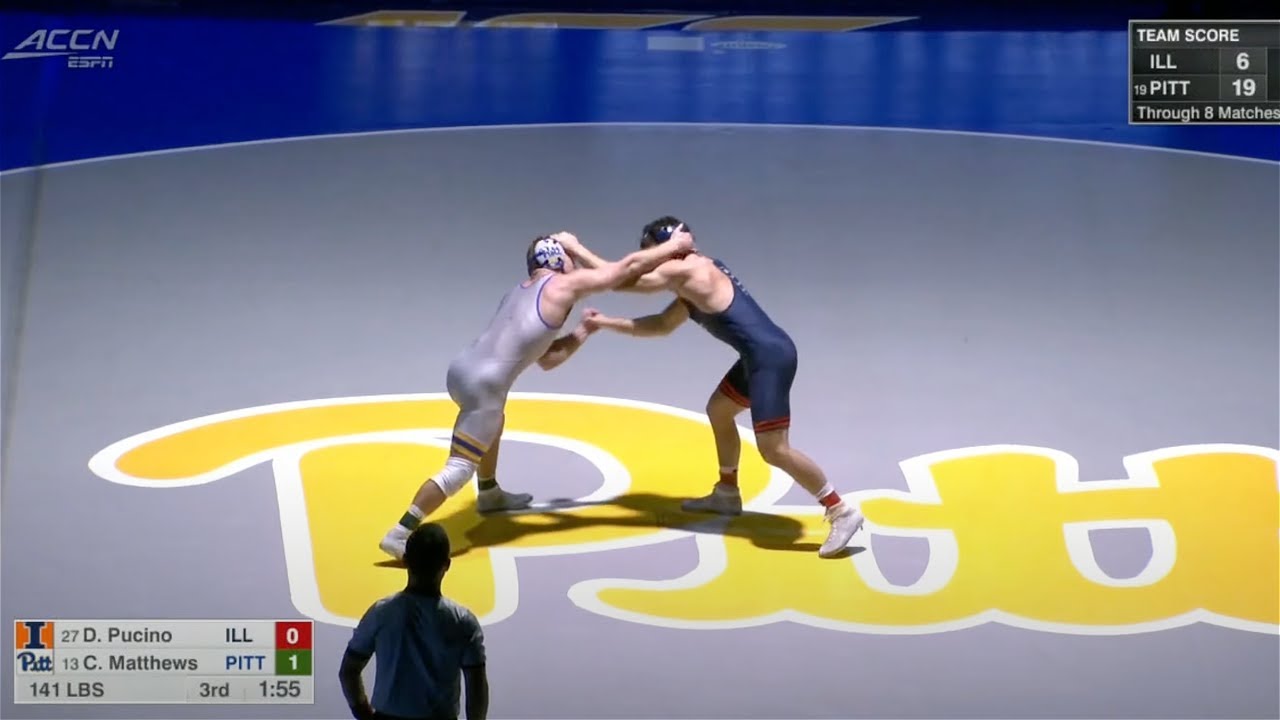 141lbs Danny Pucino (Illinois) vs Cole Matthews (Pitt) - YouTube