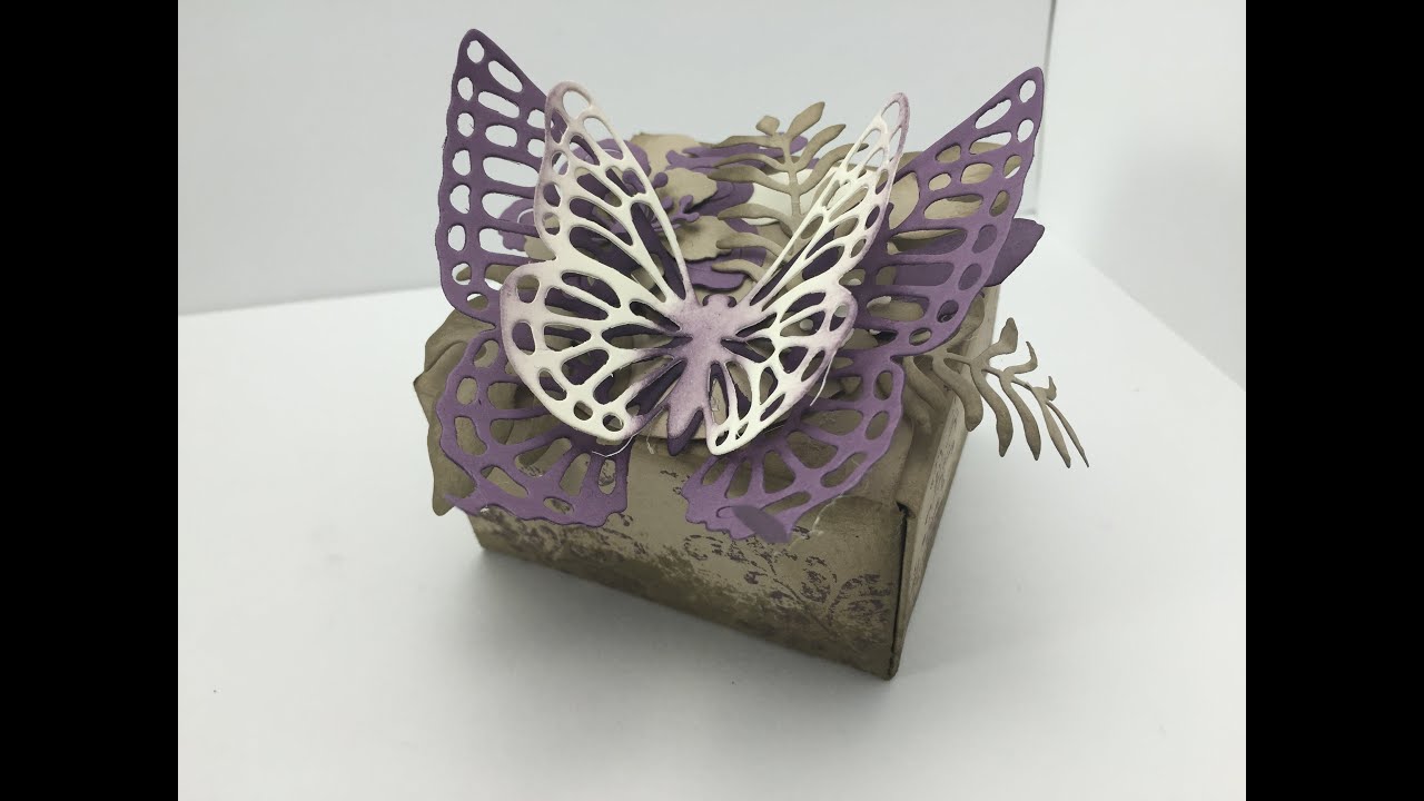 Ophelia Crafts a box with Butterfly Thinlits Dies - YouTube