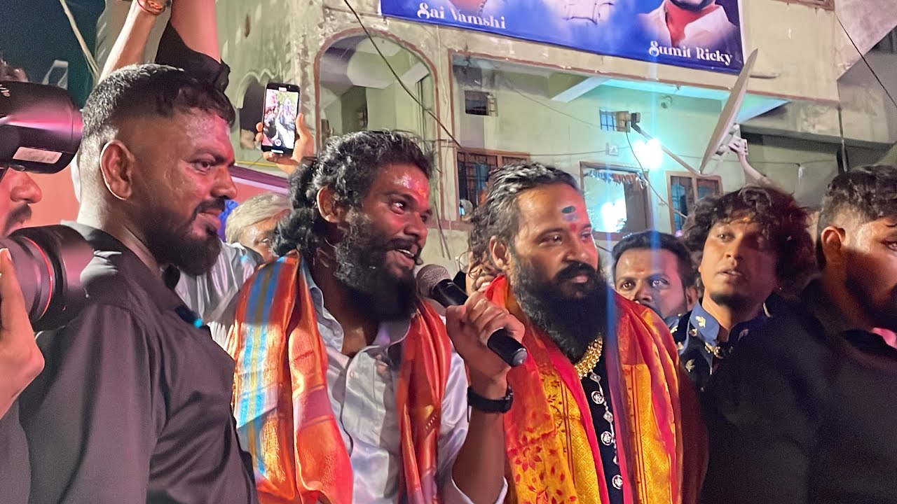 Big boss Pallavi Prasanth and Golconda Srikanth at Bowenpally Daggad Sai Palaram procession 2024 ...