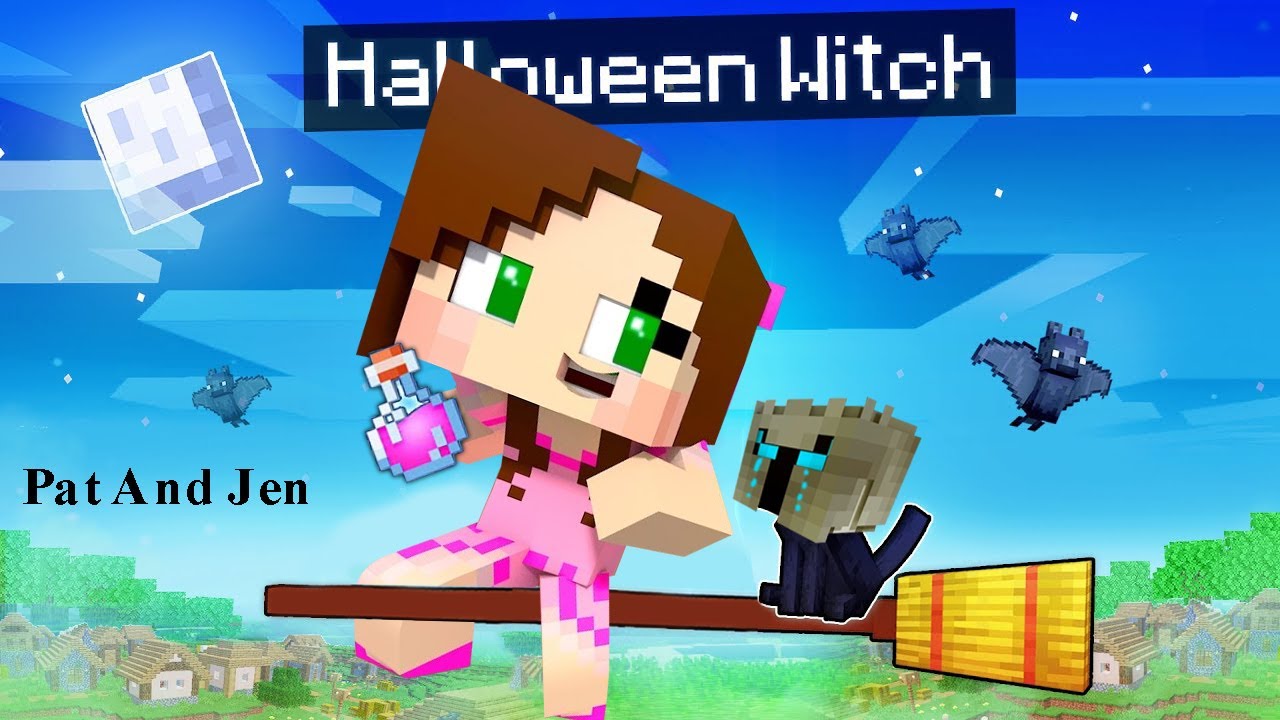 Pat And Jen Playing Minecraft as a WITCH on HALLOWEEN! - YouTube