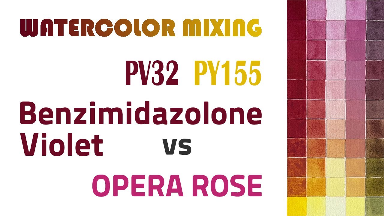 [수채물감 조색] 오페라 로즈를 대체할 수 있는 색, NO.4, 렘브란트, Benzimi. Violet_PV32+루카스 ...