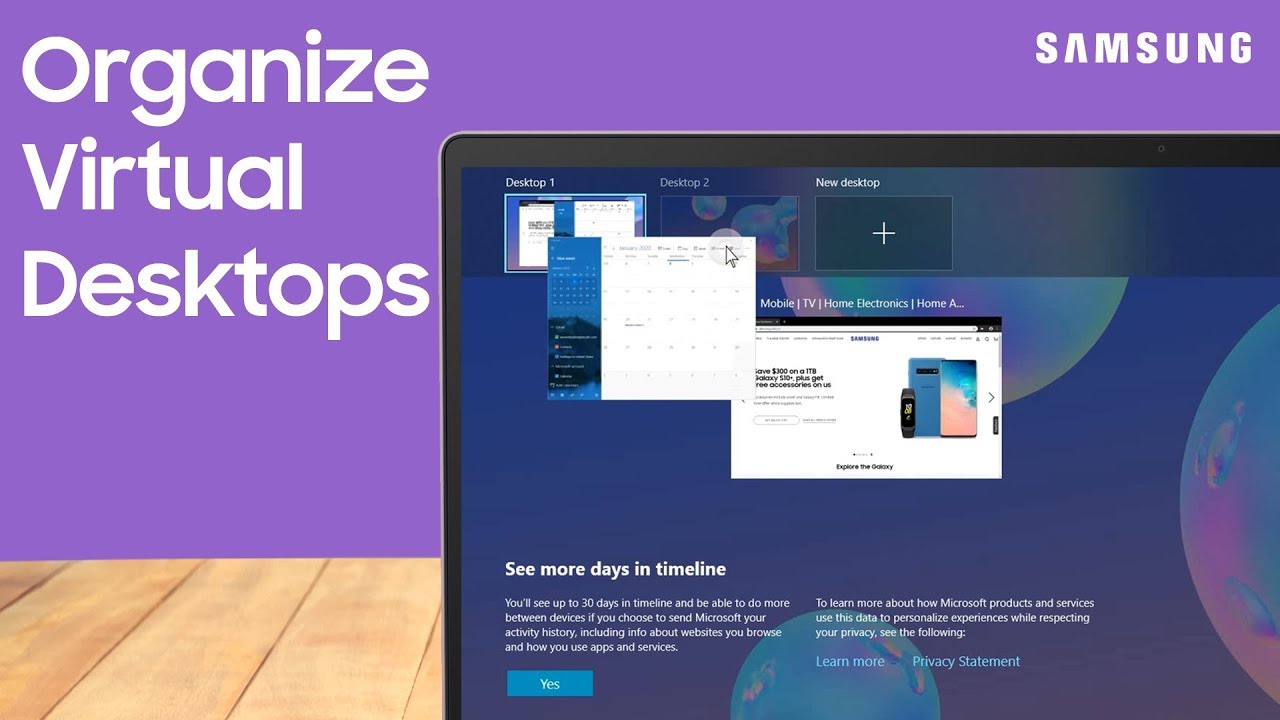 Organize your virtual desktops on your Samsung PC or Galaxy Book S ...