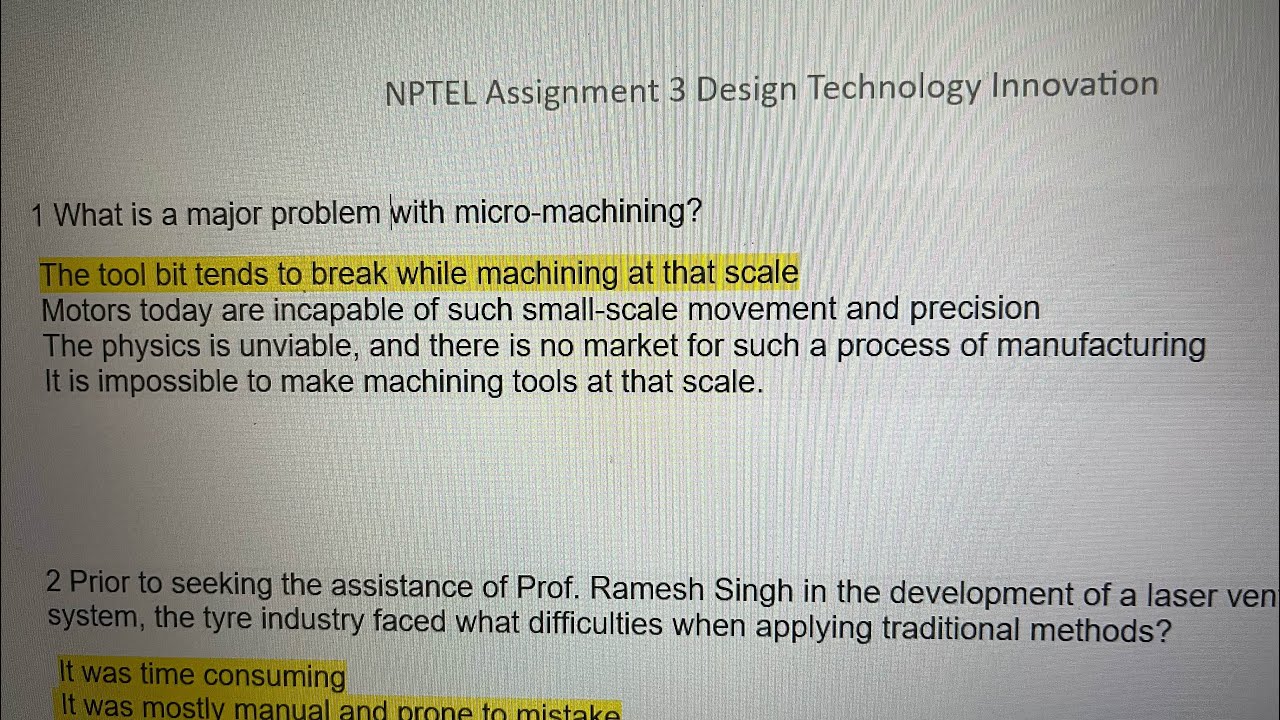 Week 3 Nptel Design Technology Innovation Nptel Solution Youtube