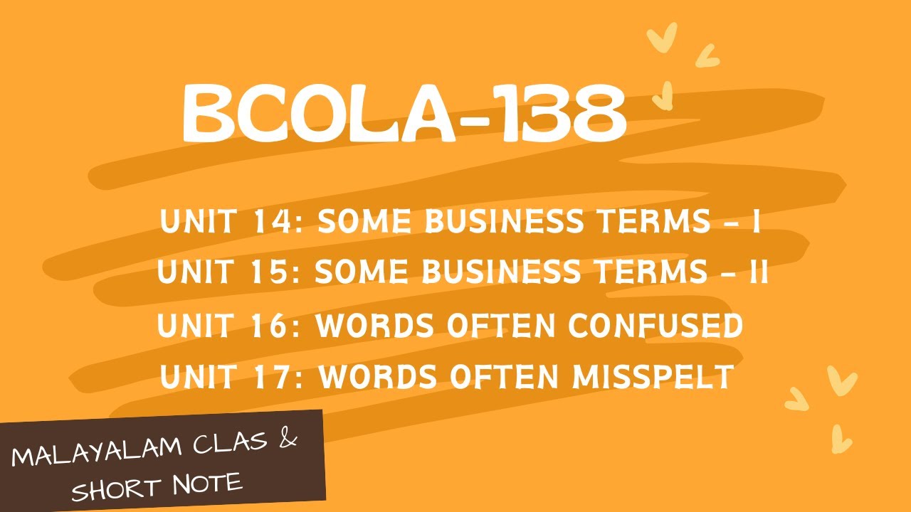 BCOLA-138|BUSINESS COMMUNICATION|UNIT-14|UNIT-15|UNIT-16|UNIT-17 - YouTube