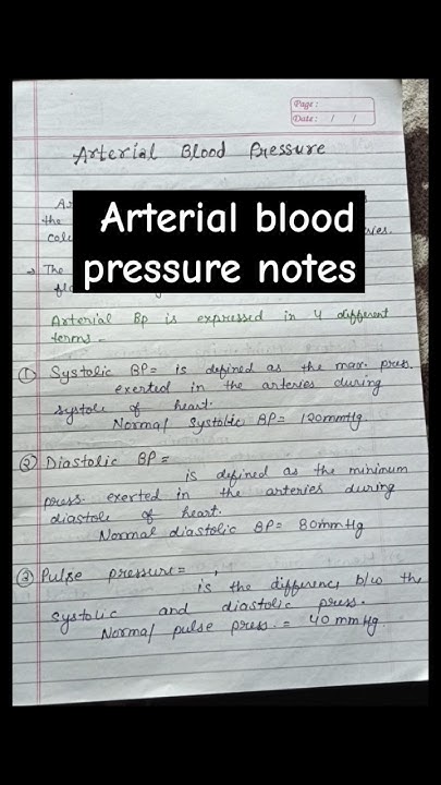 Arterial Blood Pressure Notes - PHYSIOLOGY📝 📝|| Regulation of Blood ...