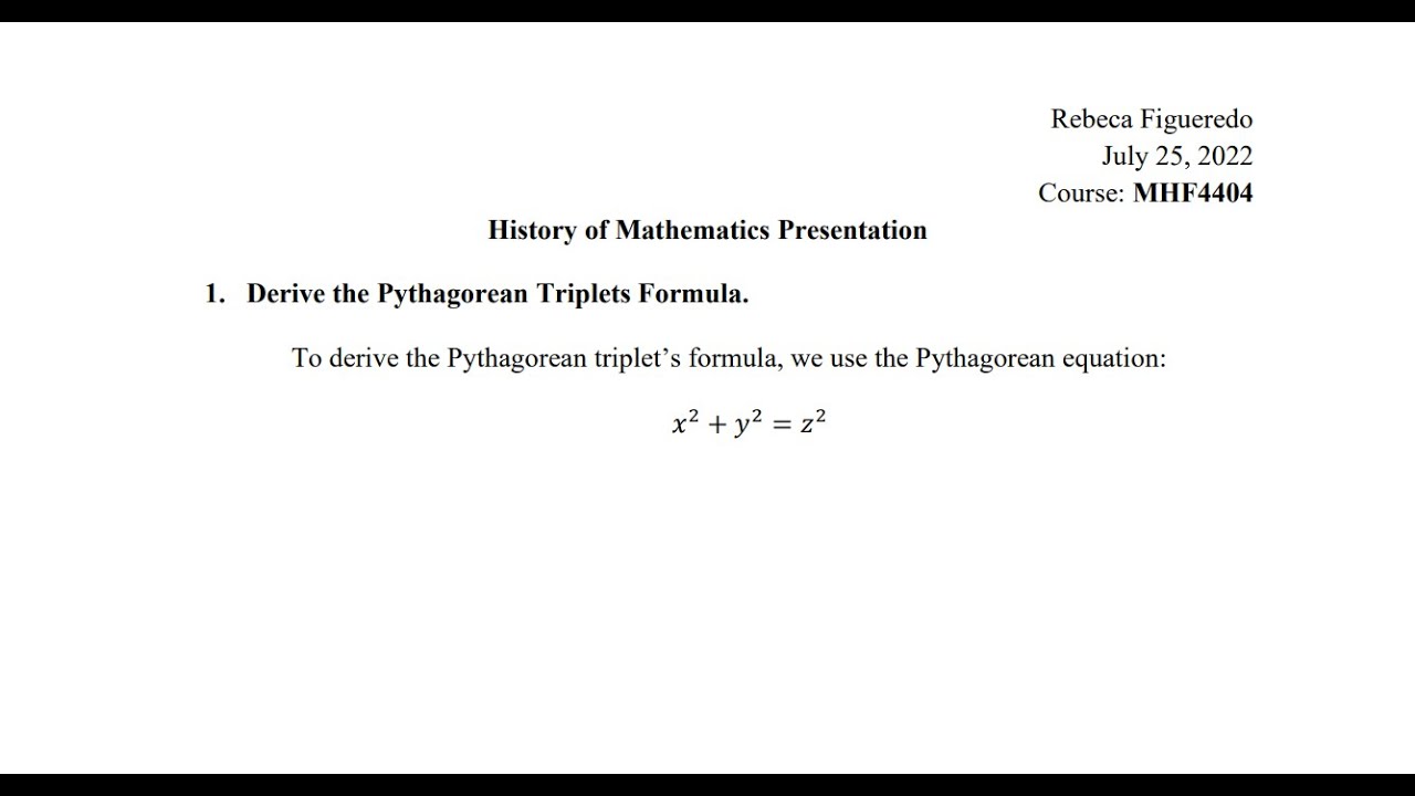Deriving the Pythagorean Triplets Formula - YouTube