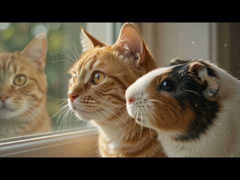 The ginger cat and the guinea pig.