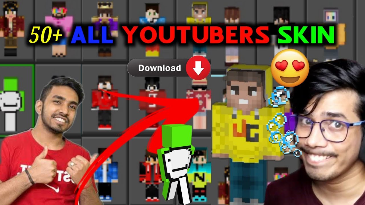 50+ ALL MINECRAFT YOUTUBERS SKIN DOWNLOAD 😁 #minecraft # ...