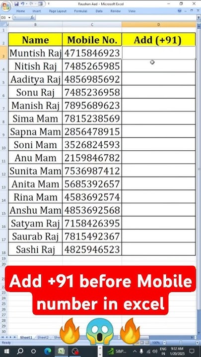 Add +91 before number in excel | How to add contry code before number +91 #raushantypingmaster ...