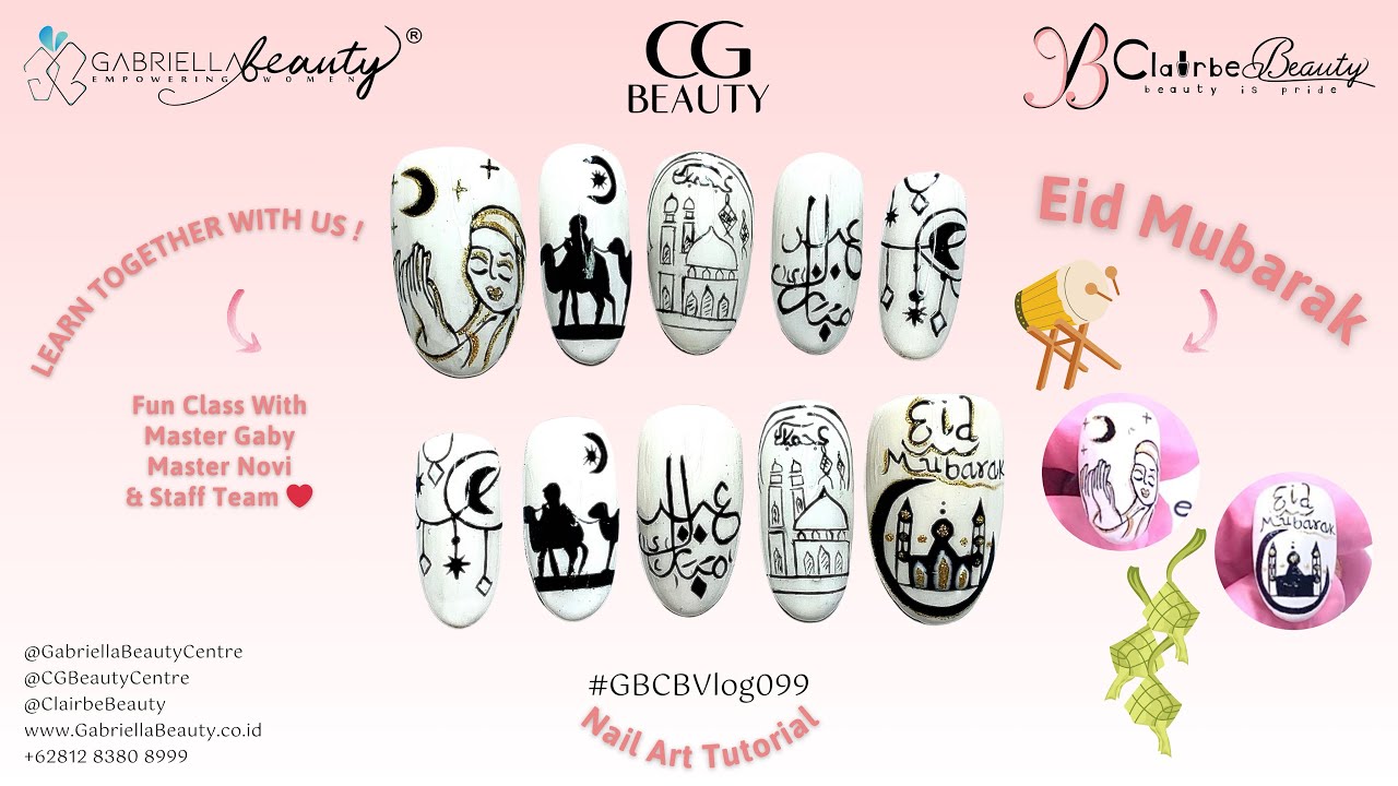 TUTORIAL TEASER NAIL ART EID MUBARAK - YouTube