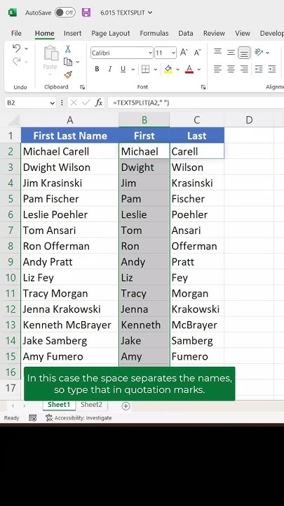 TEXTSPLIT function in Excel. Use this to split data in a cell into rows/columns #workhacks # ...