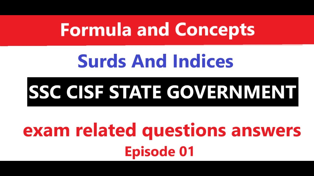 Indices Basic Formula /SSC /CISF /BSF and all State Exam - YouTube