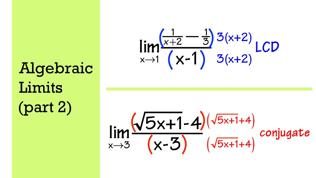 Calculus 1 Algebraic Limits part 2 Complex Fraction Conjugate
