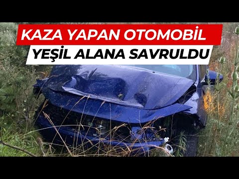KAZA YAPAN OTOMOBİL, YEŞİL ALANA SAVRULDU
