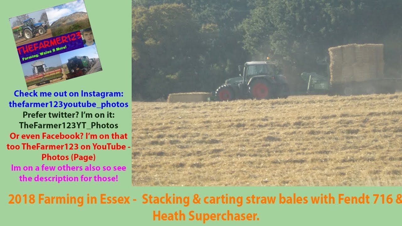 Farming in Essex: Stacking & carting straw bales with Fendt 716 & Heath ...