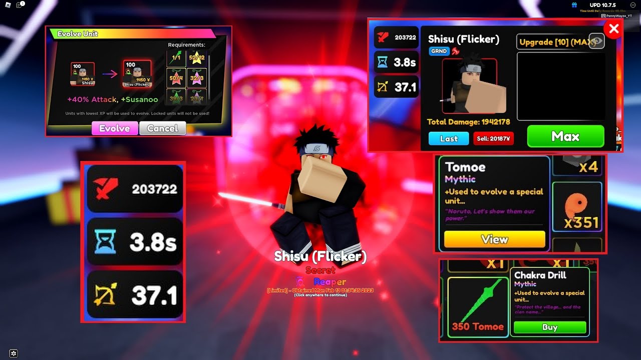 HOW TO EVOLVE SECRET SHISUI/SHISU (FLICKER) AND SHOWCASE! MAX LEVEL 100 ...