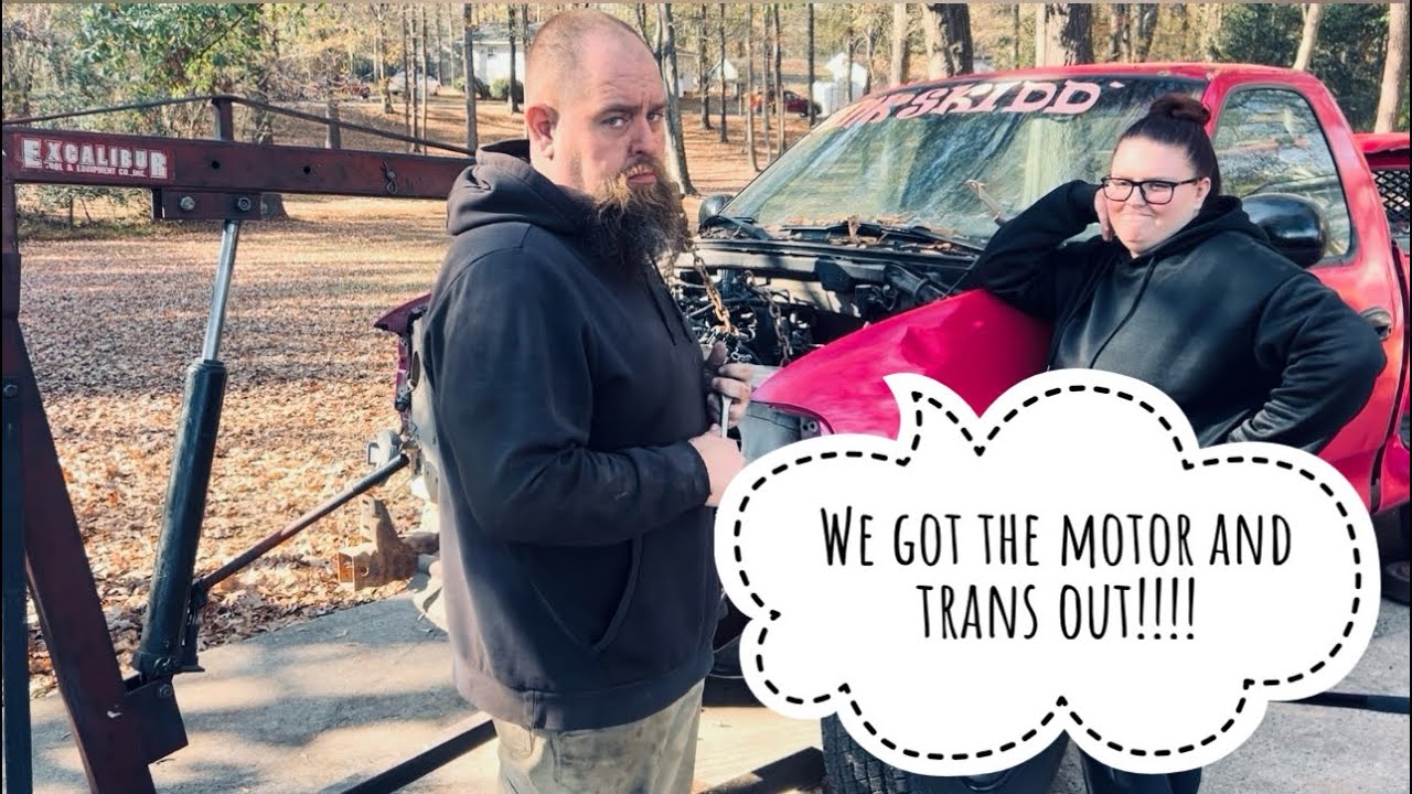 We finally got the motor and transmission out!! - YouTube