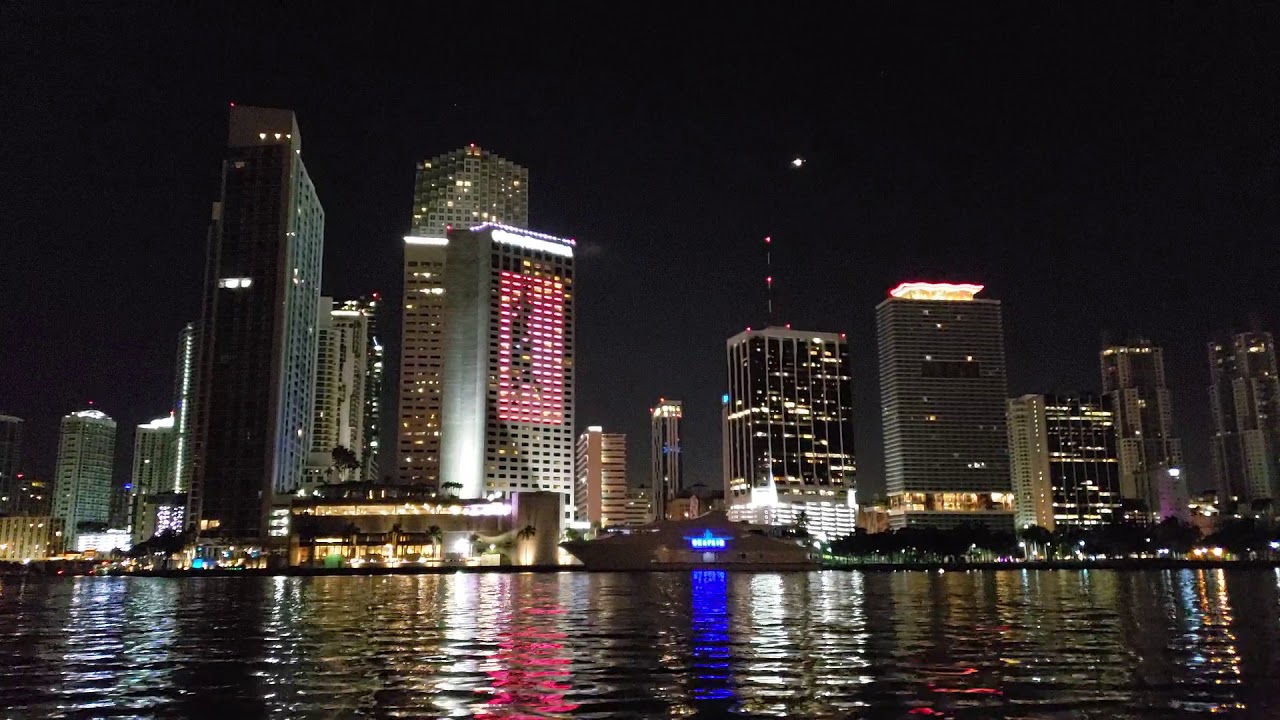 Miami skyline at night by boat 1-8-2019(10) - YouTube