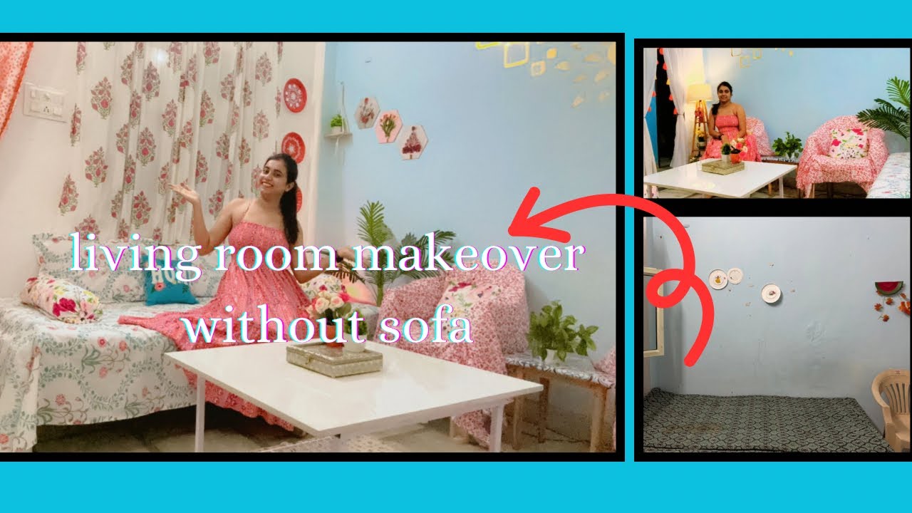 Indian Middle class living room makeover without sofa|| living room ...